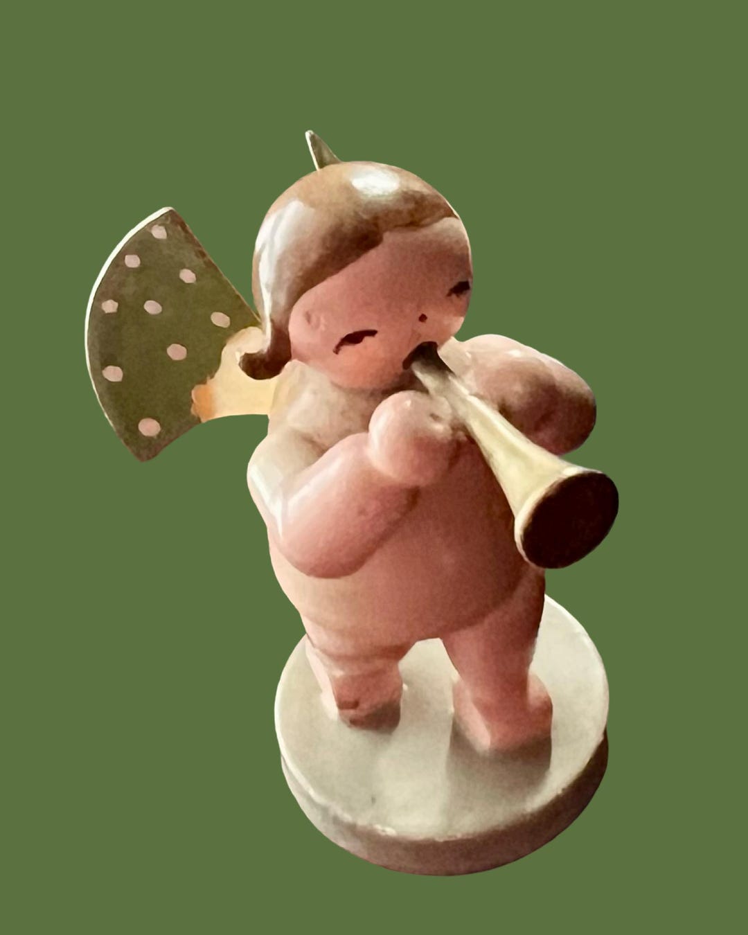 Vintage Wendt & Kuhn Erzgebirge Hand Painted Wooden Angel Playing ...