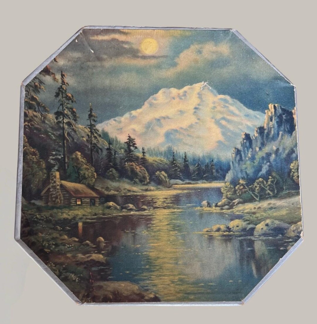 Vintage Lithograph Octagonal Cardboard Gift Box Rare - Etsy