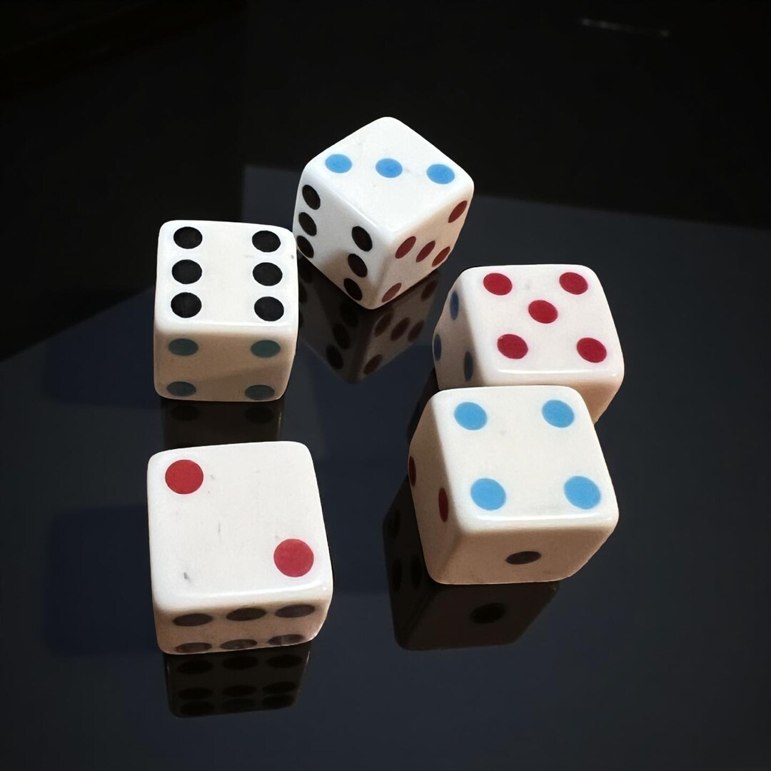 Vintage Set of 5 Inlaid Catalin Tri-color Pips Dice - Etsy