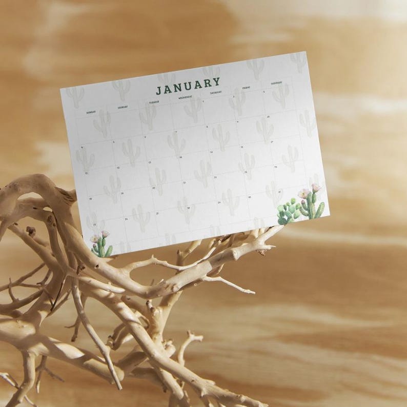 2026 Cactus Calendar, Printable Western Cowboy Planner, Colorful ...