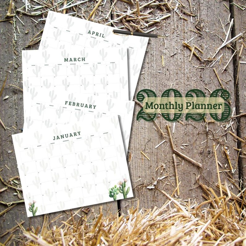 2026 Cactus Calendar, Printable Western Cowboy Planner, Colorful ...