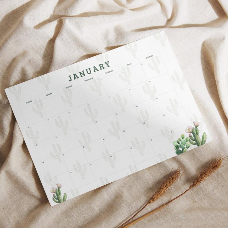 2026 Cactus Calendar, Printable Western Cowboy Planner, Colorful ...
