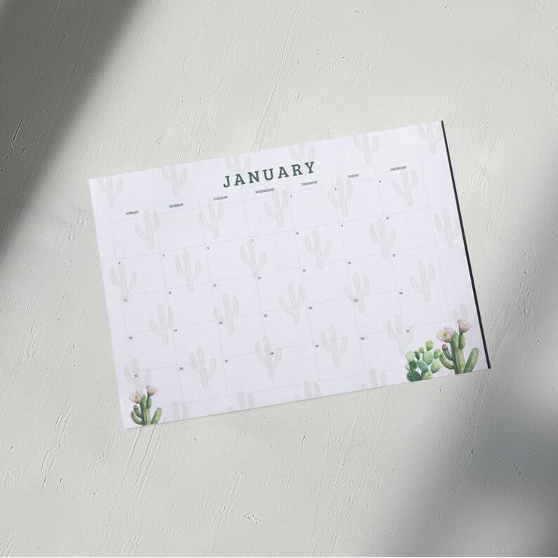 2026 Cactus Calendar, Printable Western Cowboy Planner, Colorful ...