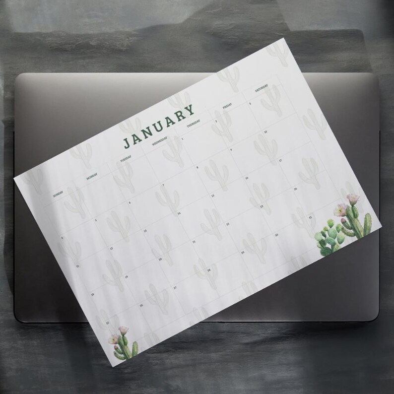 2026 Cactus Calendar, Printable Western Cowboy Planner, Colorful ...