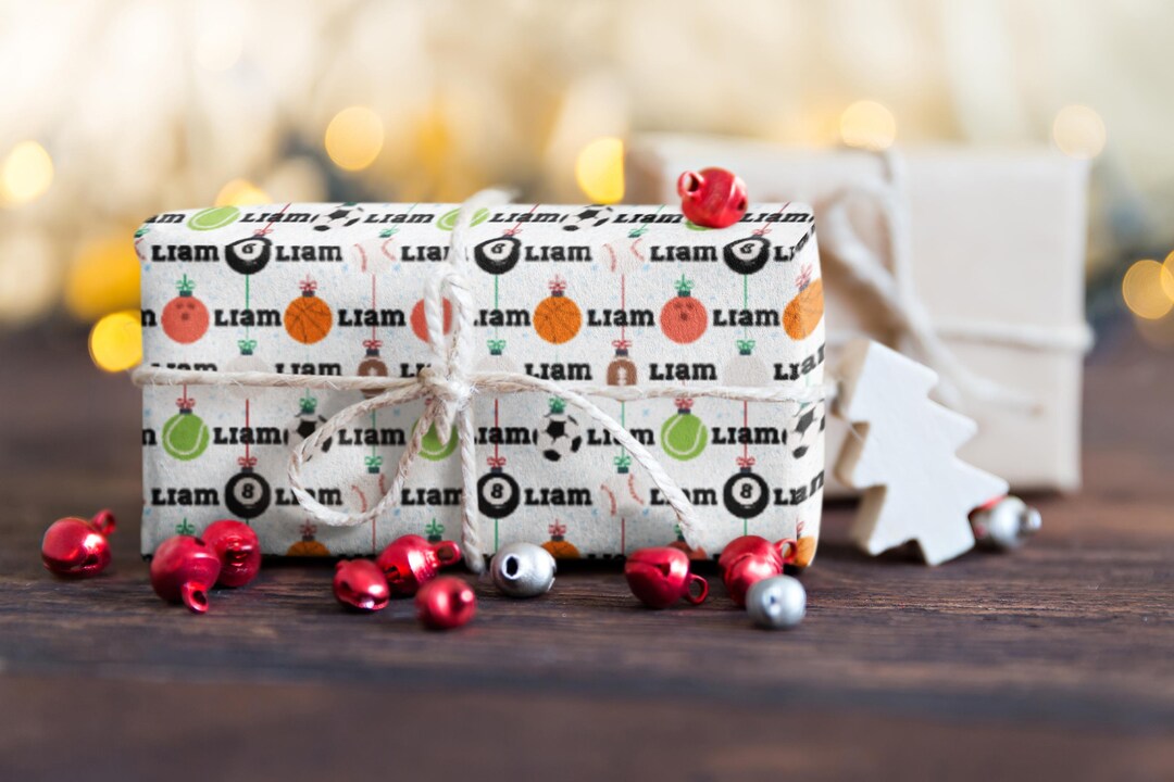 Christmas Sports Wrapping Paper, Personalized Colorful Gift Wrap Roll ...