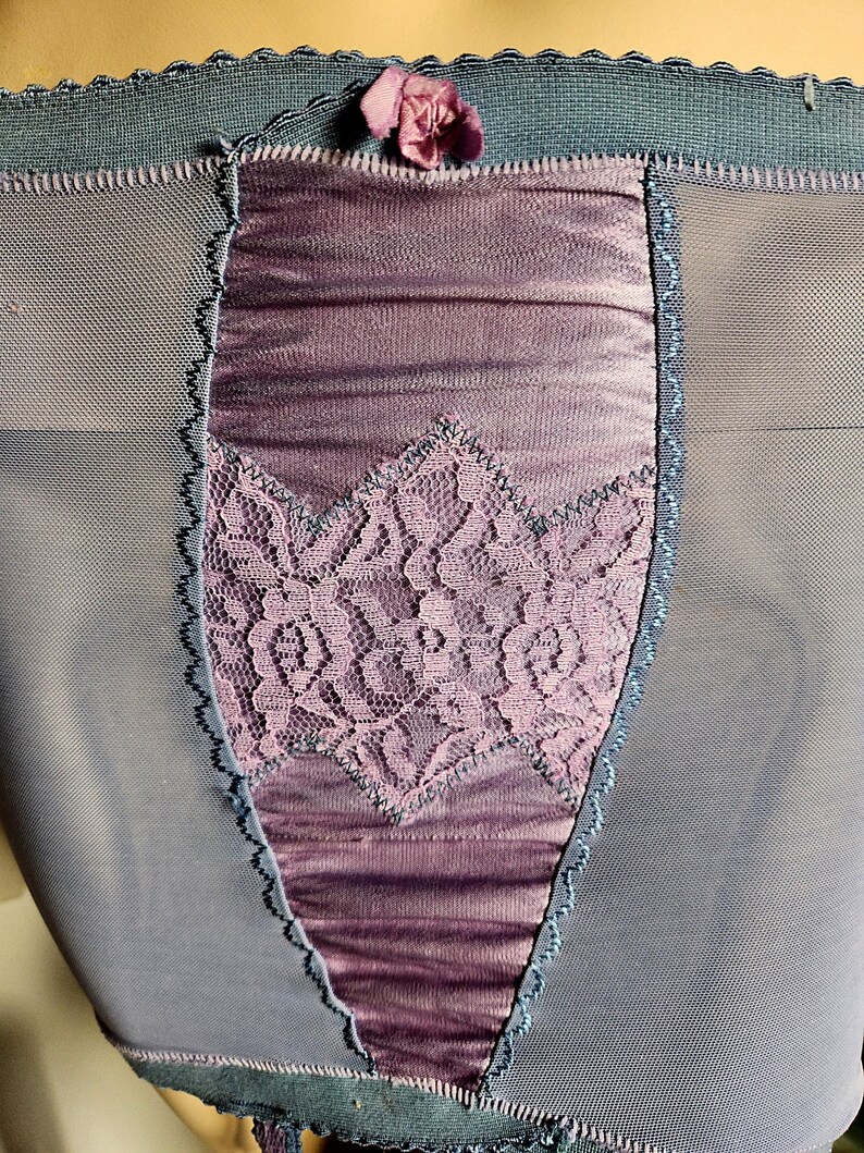 Vintage Hand Dyed Burlesque Blue Open Bottom Girdle Foundation Garment ...