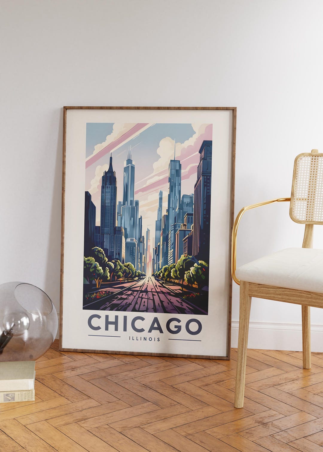 Chicago Wall Art, Illinois Travel Poster, US City Skyline Wall Art ...