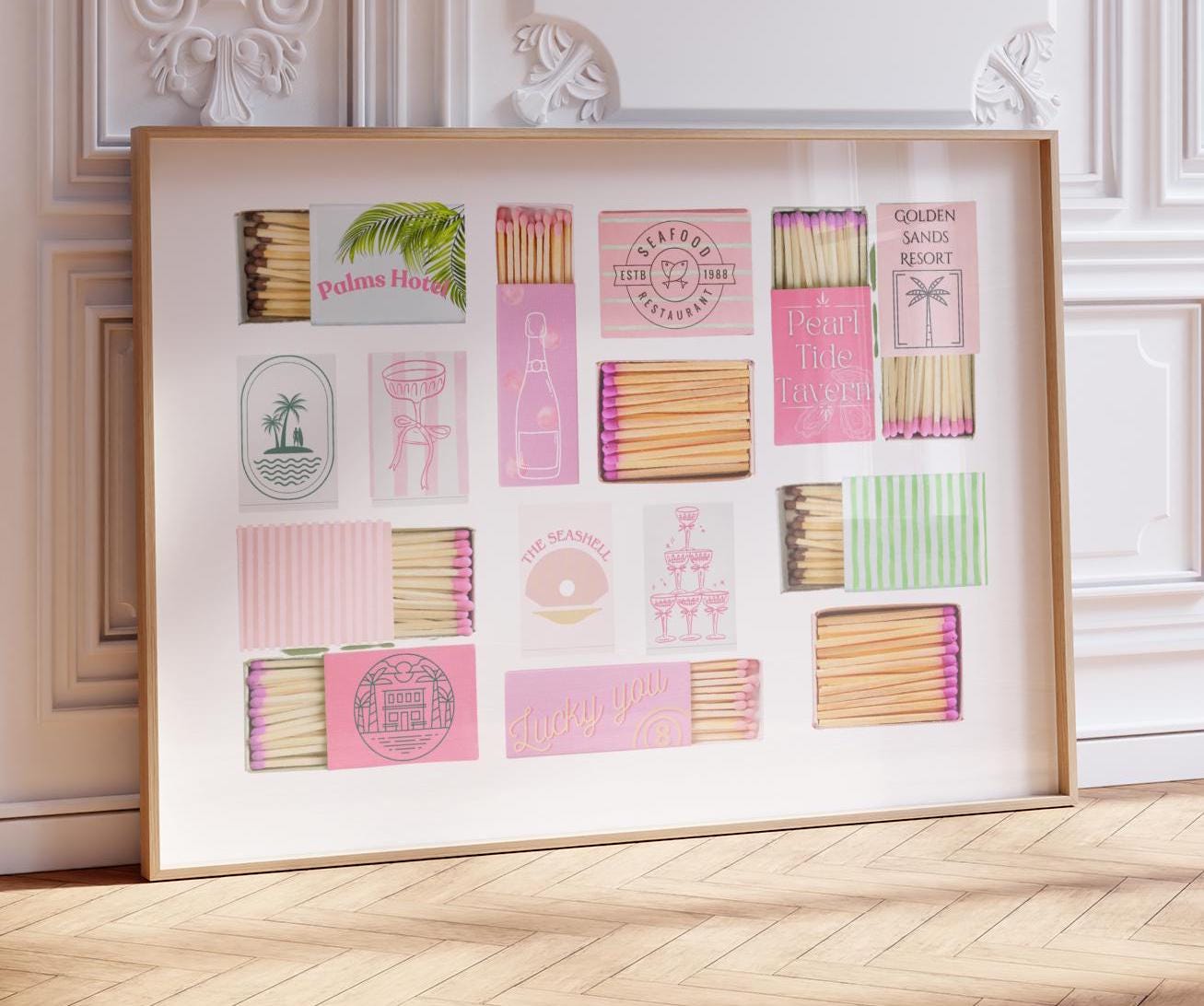 Vintage-inspired Coastal Matchbook Prints, Retro Beach Matchbox Art ...