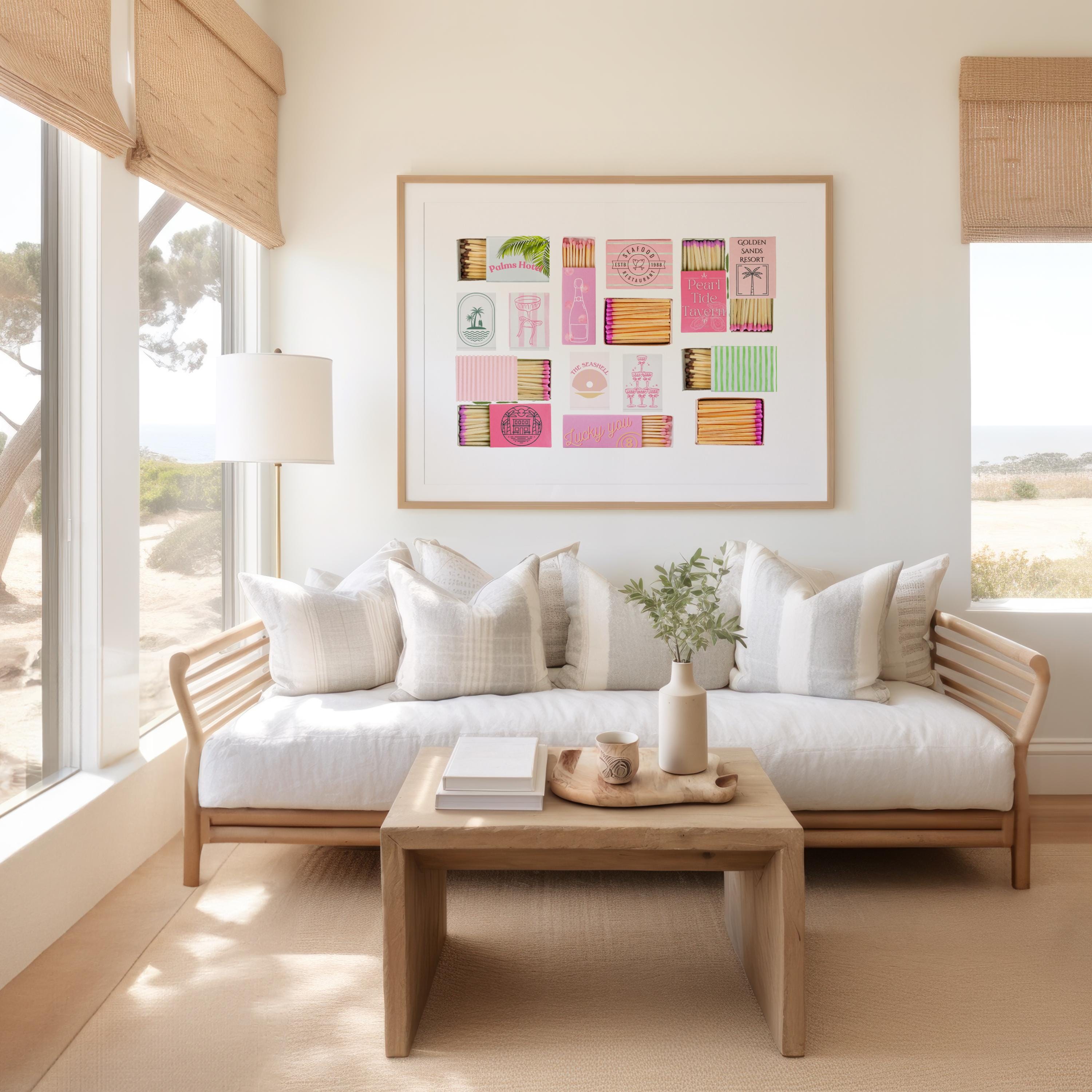 Vintage-inspired Coastal Matchbook Prints, Retro Beach Matchbox Art ...