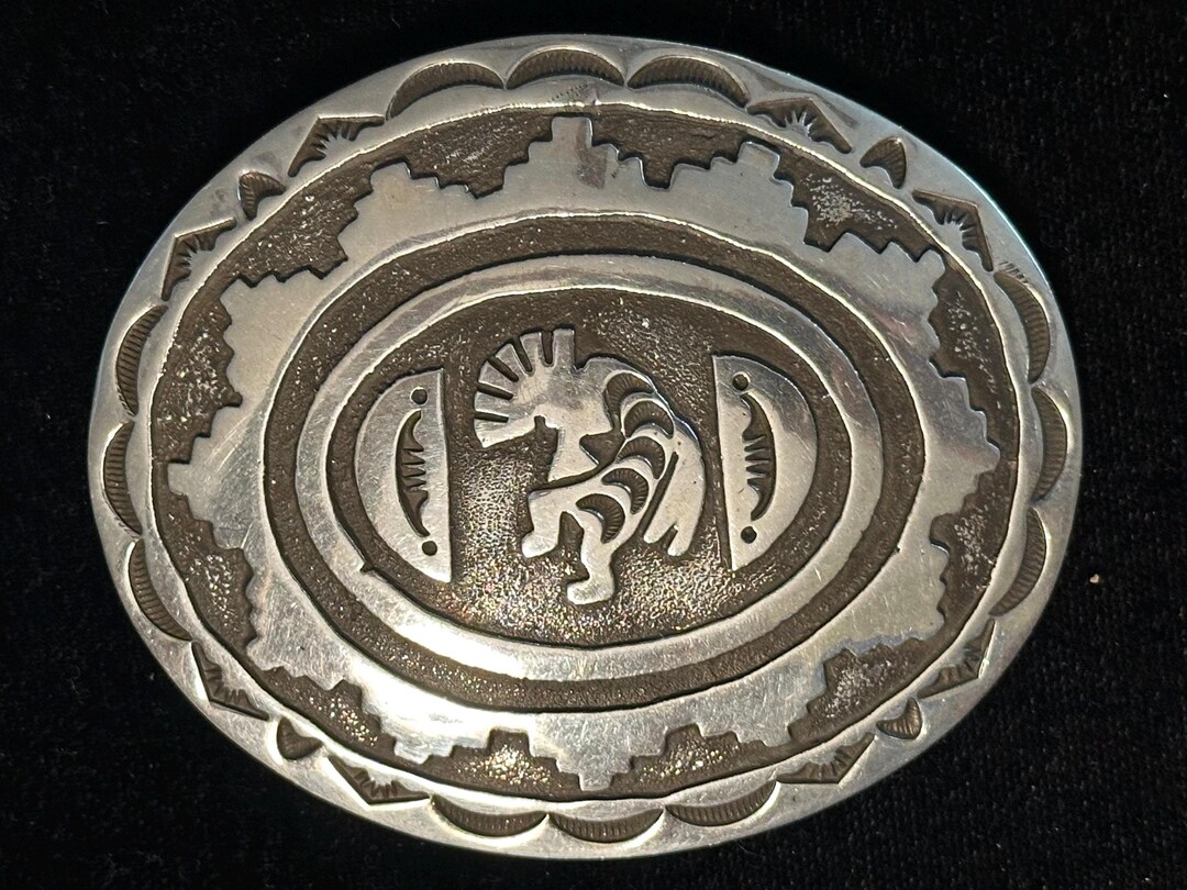 Navajo Sterling Silver Kachina Dancer Belt Buckle Signed Beatrice Kee ...