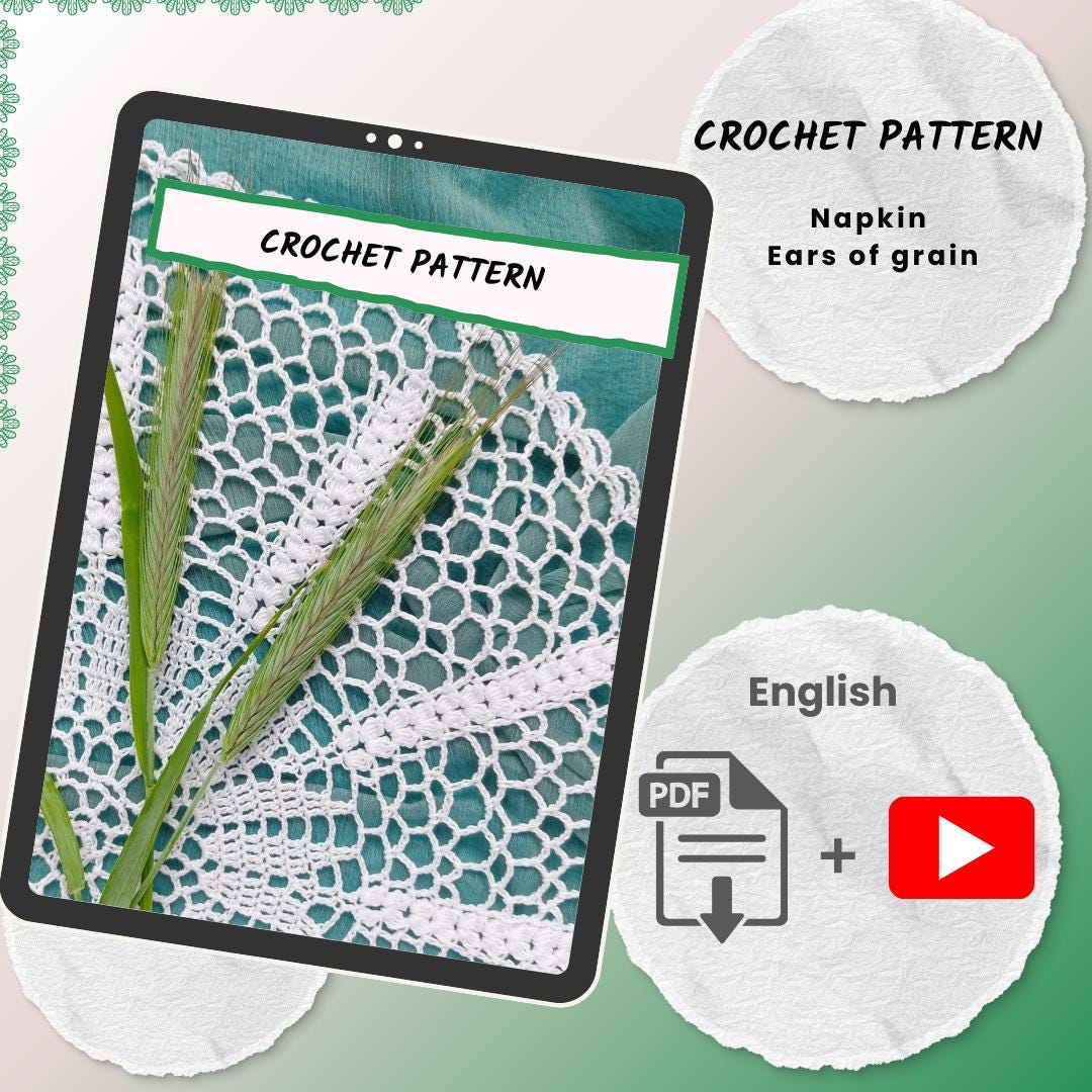 Crochet Doily Pattern PDF | Wheat Motif | 40 Cm Round Doily Tutorial ...