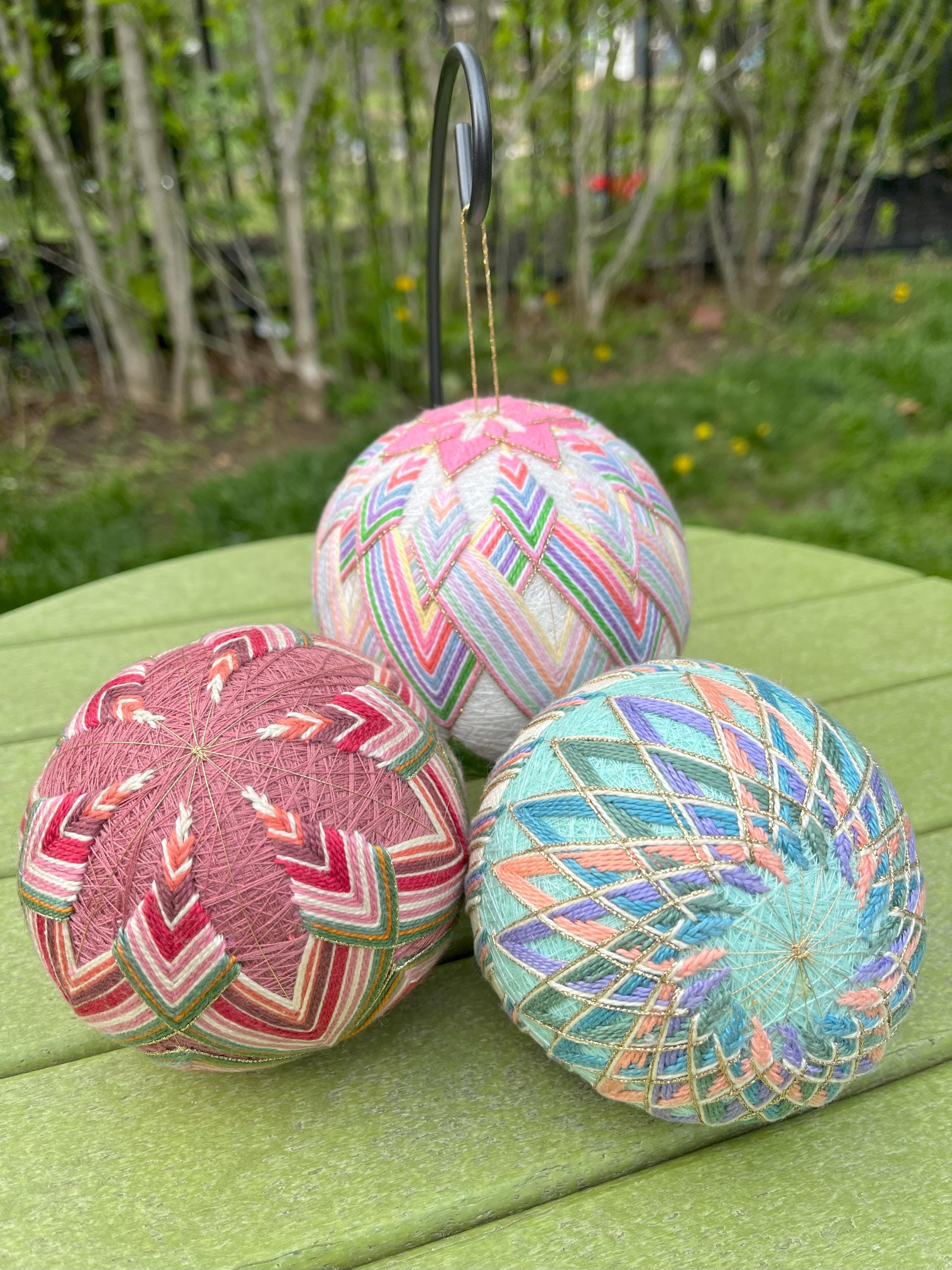 Assorted Christmas Temari Balls | Pastel Colors Blue Pink Purple ...