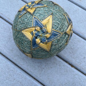 Assorted Winter Hannukah Temari Balls Festive Blue, Gold, White, Silver Decorative Hanging ...