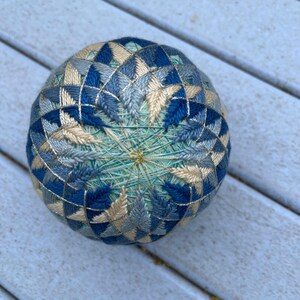Assorted Winter Hannukah Temari Balls Festive Blue, Gold, White, Silver Decorative Hanging ...