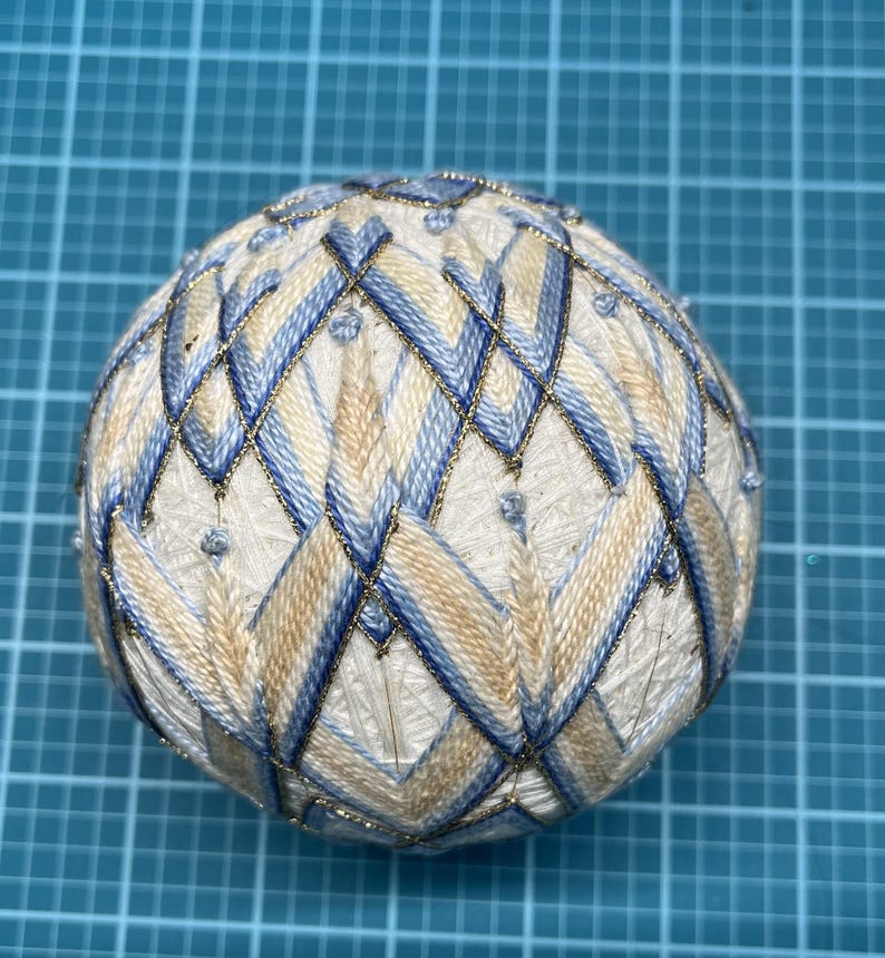 Assorted Winter Hannukah Temari Balls Festive Blue, Gold, White, Silver ...