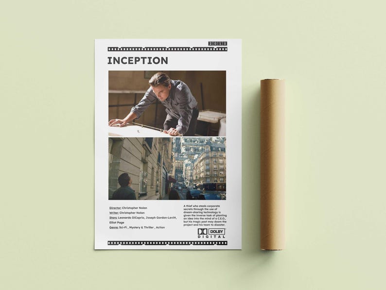 Inception Movie Poster, Digital Download, Sci-fi Film Print, Minimalist ...