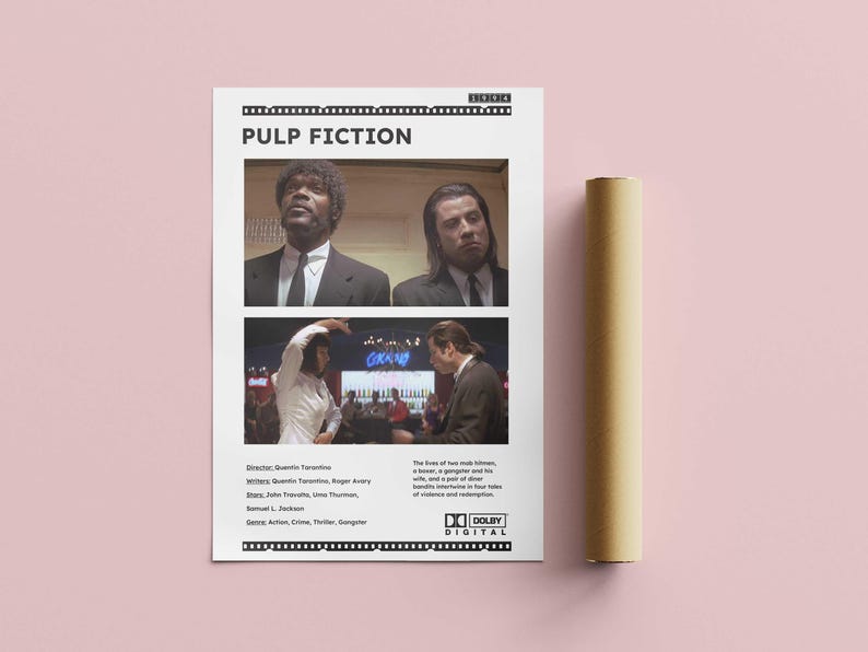 Pulp Fiction Movie Poster – Tarantino Film Print – Retro Cinema Wall ...