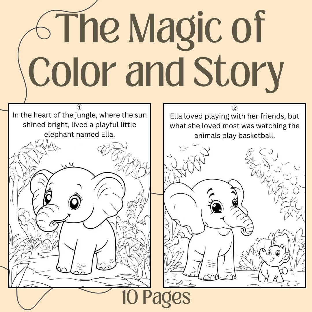 Storytime With Ella the Basketball Playing Elephant Coloring Pages. - Etsy