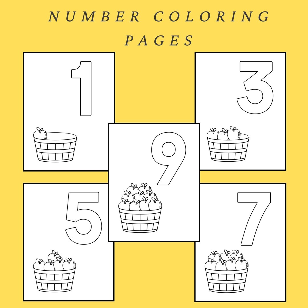 10 Big and Bold Counting Numbers Coloring Pages. - Etsy