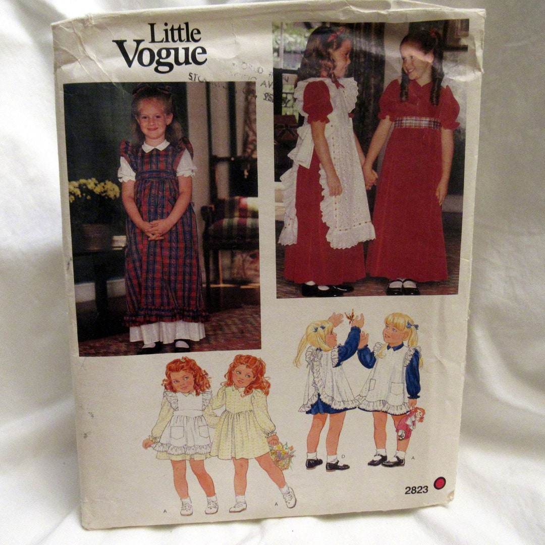 Vintage Little Vogue Sewing Pattern 2823 Girls Dress Pinafore Uncut FF ...