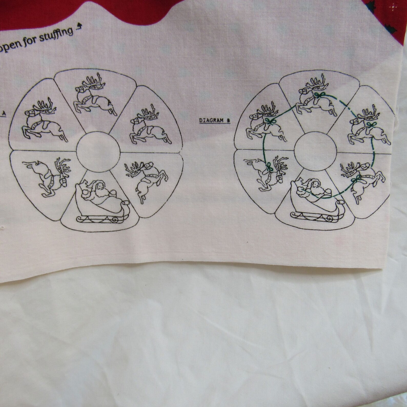 Cranston Print Works Cut and Sew Santa Wreath St. Nicholas and Reindeer ...