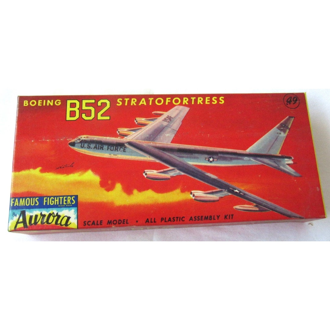 Vintage 1961 Aurora Boeing B52 Stratofortress Jet Bomber Model Kit 494 ...