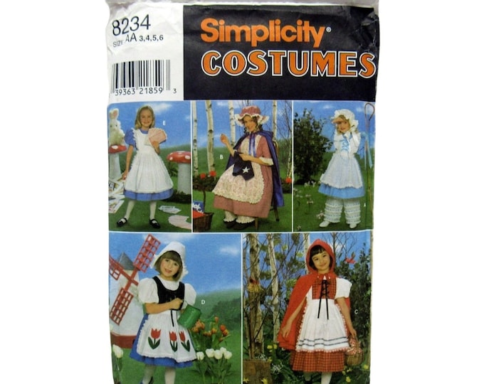 Simplicity 8234 Costume Pattern Dutch Maid Red Riding Uncut FF Size 3 4 ...