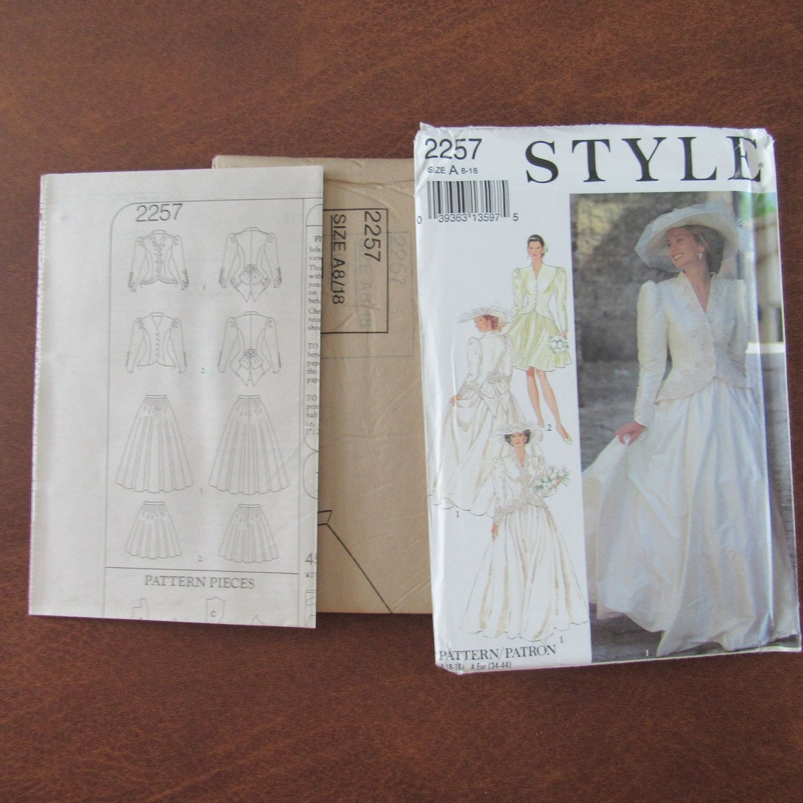 Style Sewing Pattern 2257 Wedding Gowns Jackets Skirts Size 8 to 18 ...