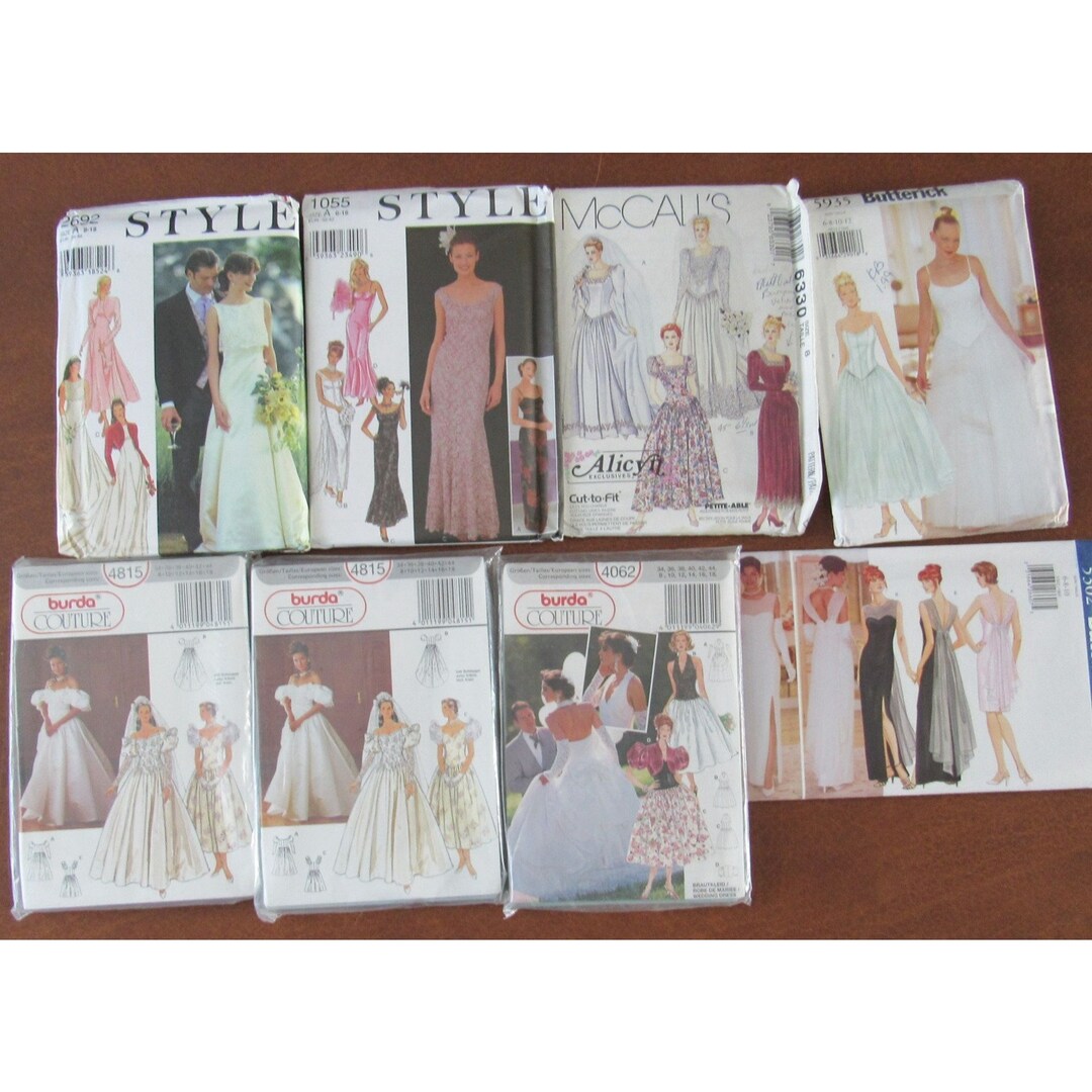 Lot of 8 Wedding Gown Sewing Patterns Burda Butterick Mccalls Style ...