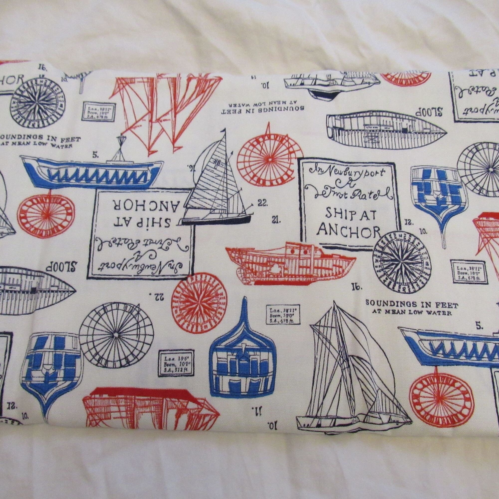 Nautical Fabric Sailing Ship Sloop Crafting Sewing Cotton 44 X 72 Two ...