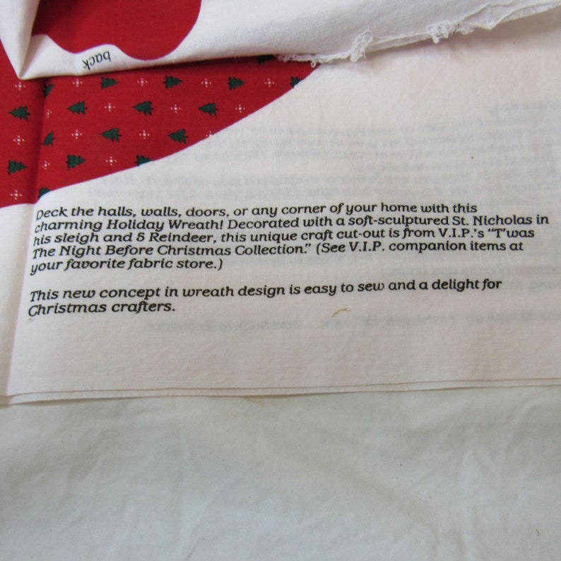 Cranston Print Works Cut and Sew Santa Wreath St. Nicholas and Reindeer ...