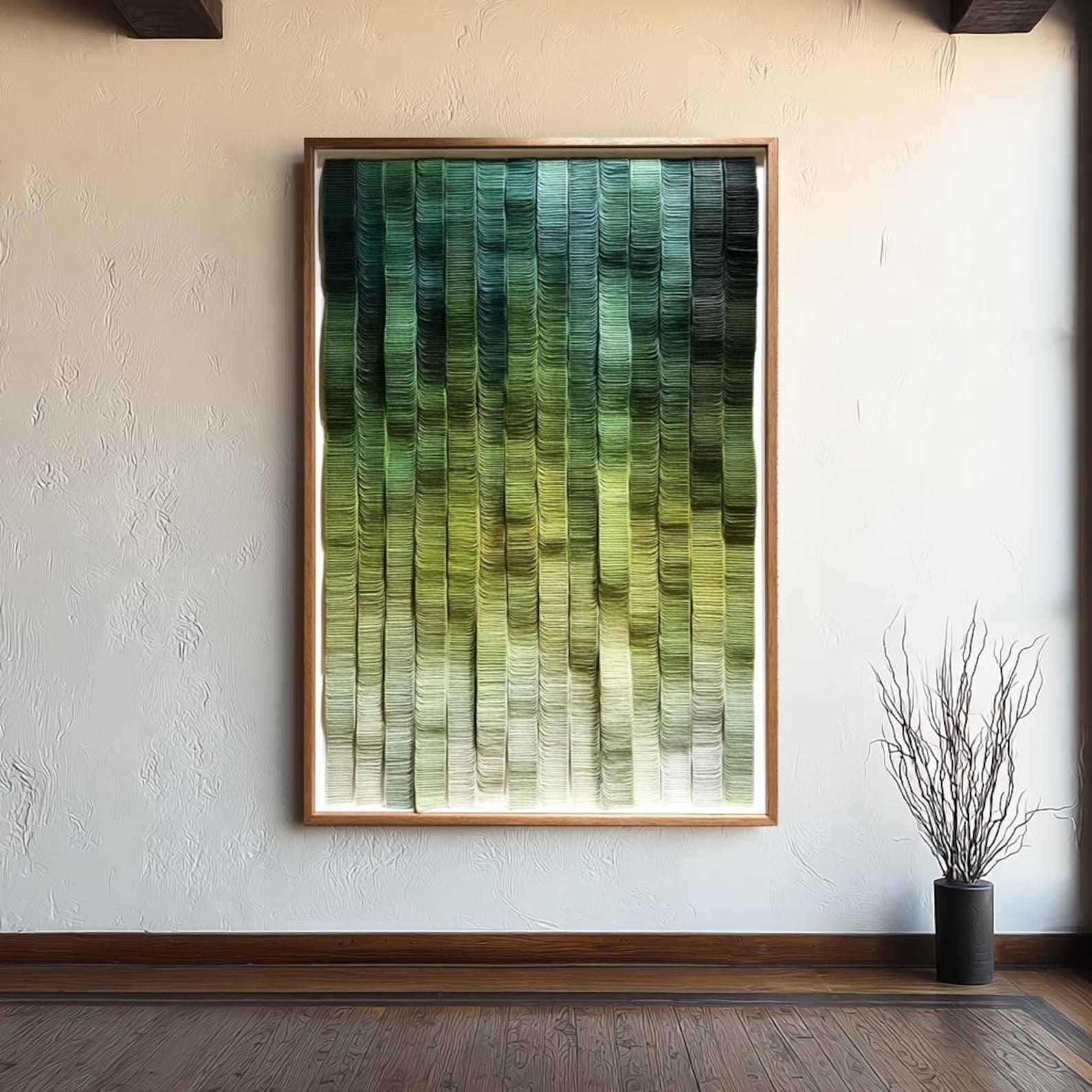 Green Gradient Wood Carving: 3D Wall Art Sculpture - Etsy
