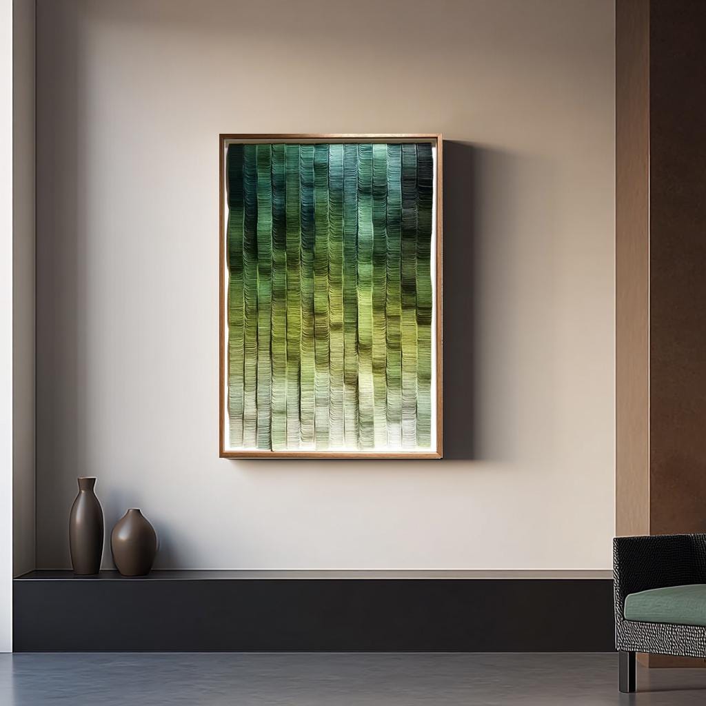 Green Gradient Wood Carving: 3D Wall Art Sculpture - Etsy
