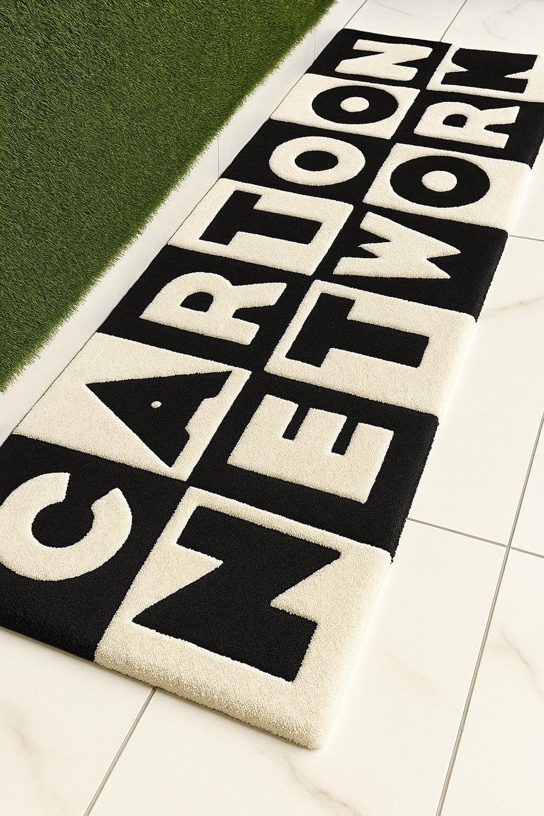 Handmade Tufted Cartoon Network Rug | Bold Typography Runner | Modern ...