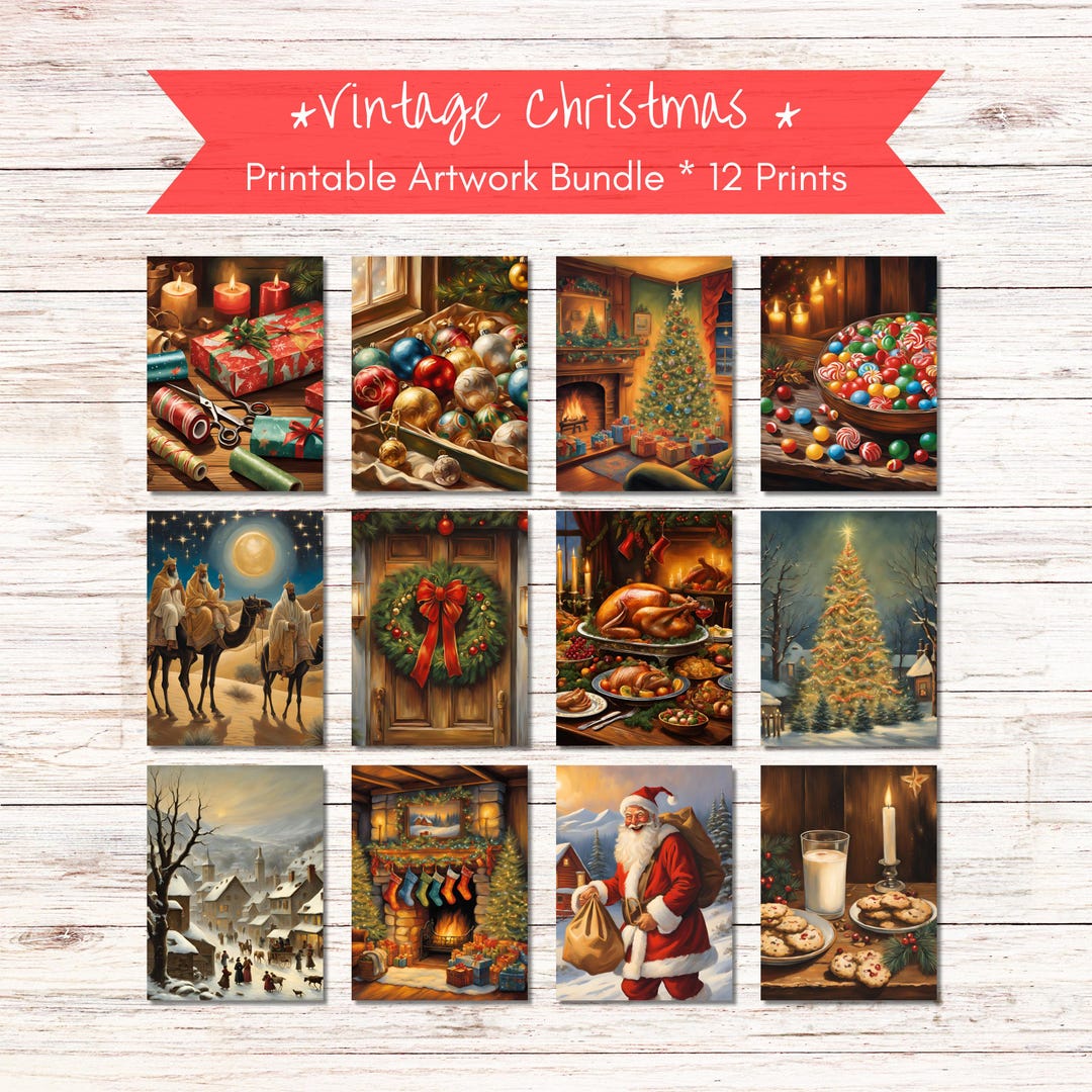 Printable Christmas Art Bundle - Christmas Wall Art - Print on Demand ...