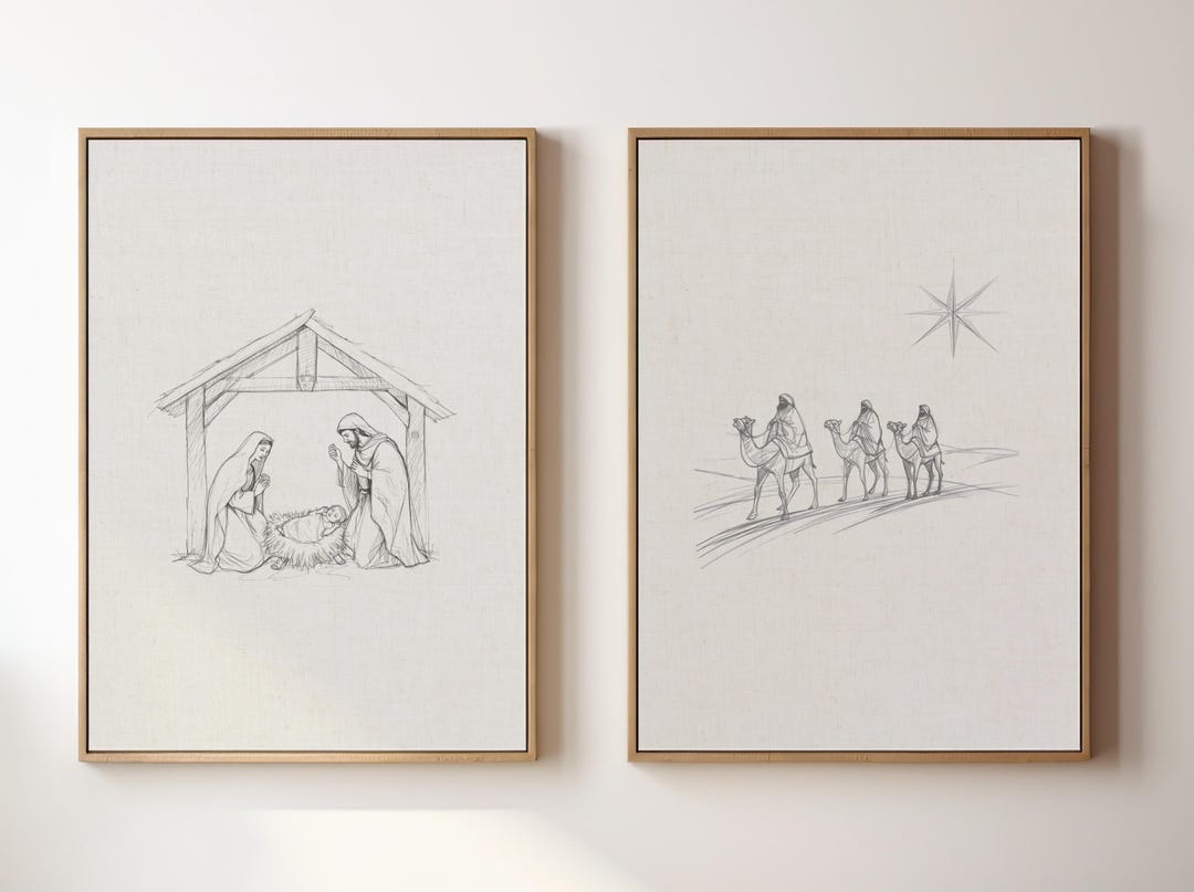 Nativity Printable Wall Art Set | Holy Family & Three Wise Men ...