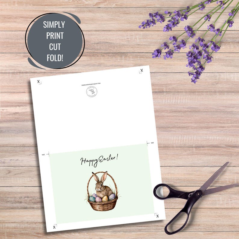 Happy Easter Card - Printable Easter Card - Digital Greeting Card 5 X 7 ...