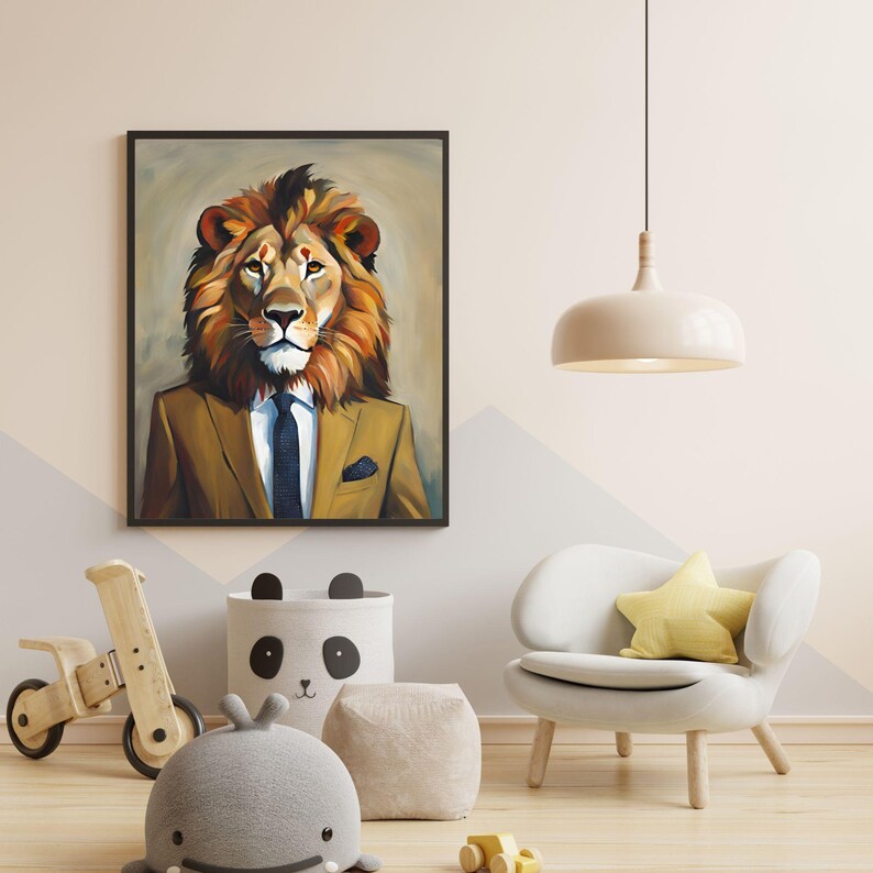 Funny Lion Art Printable - Modern Art - Silly Animal Digital Print ...