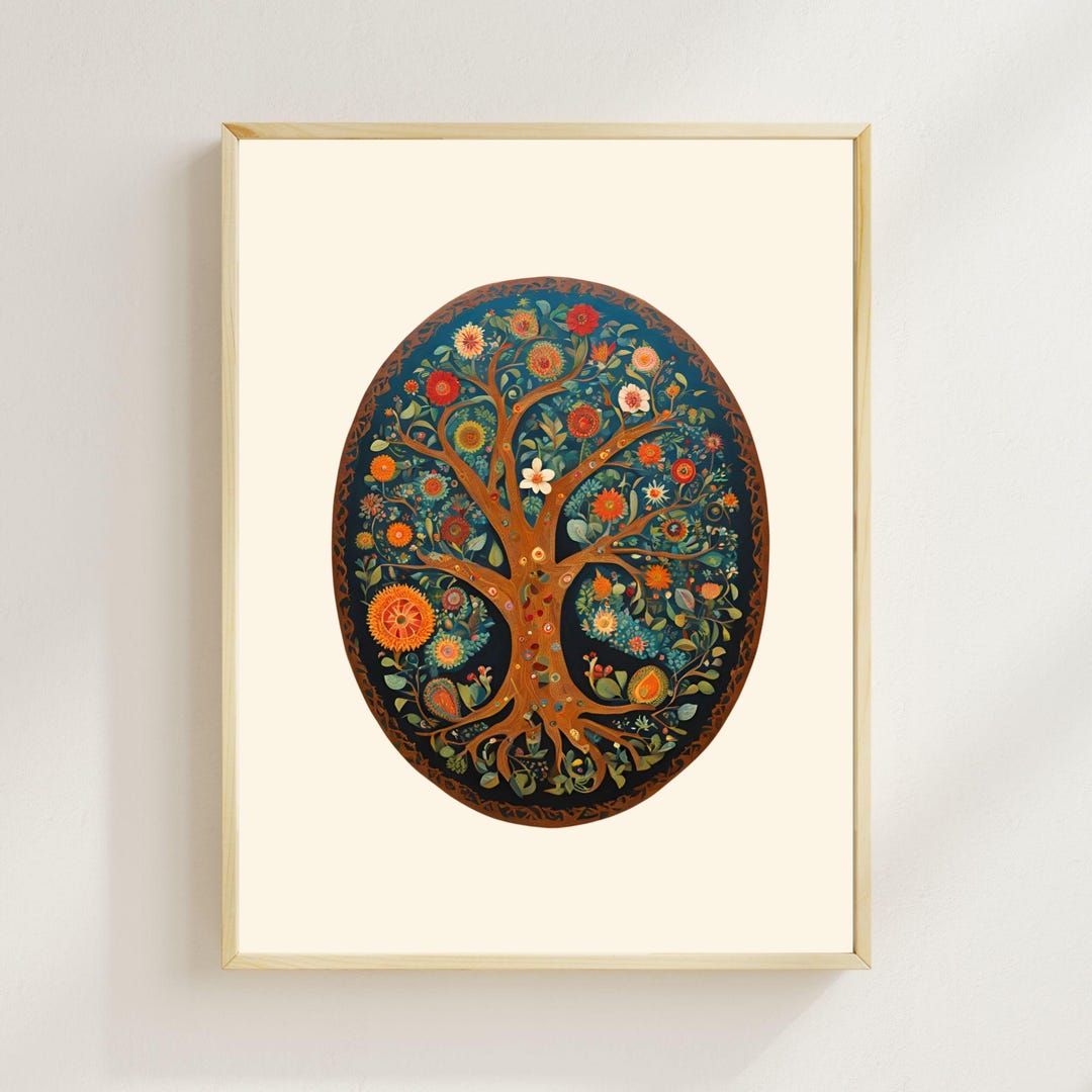 Tree of Life Art Print: Vintage Folk Art, Boho Decor (digital Download ...