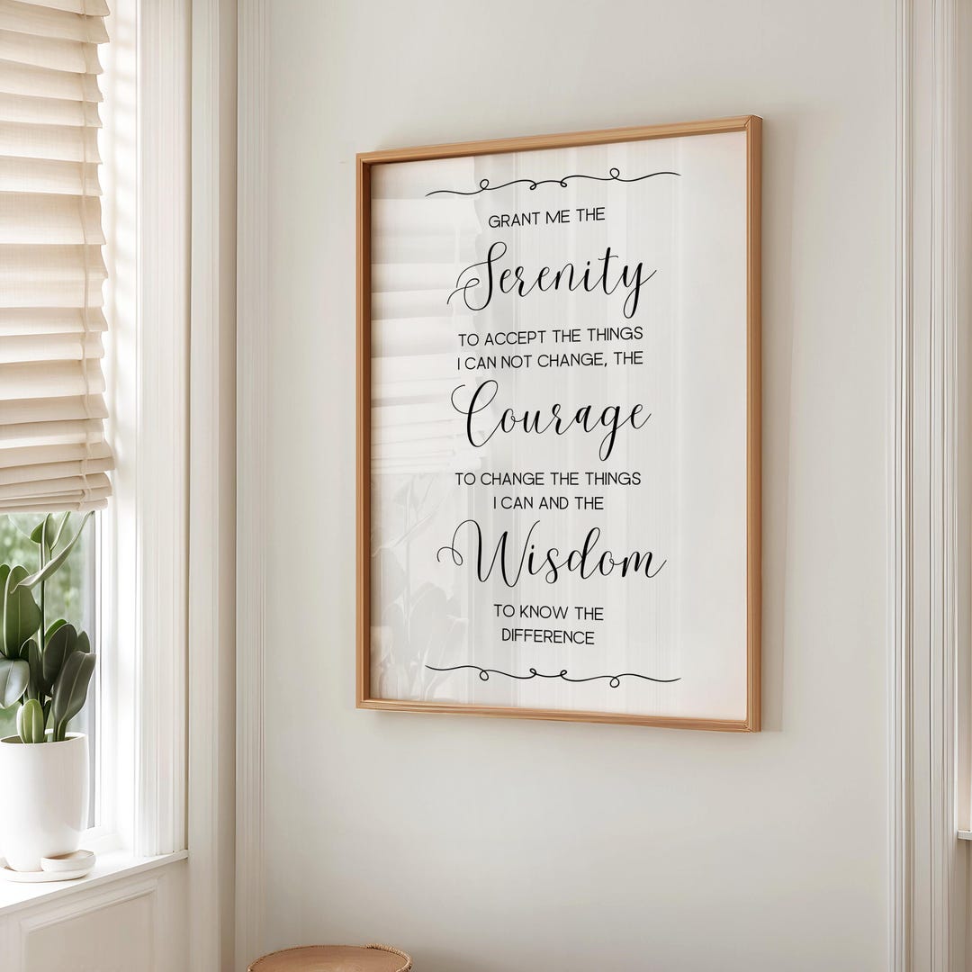 Serenity Prayer Printable Art - Recovery Wall Art - Inspirational Art ...