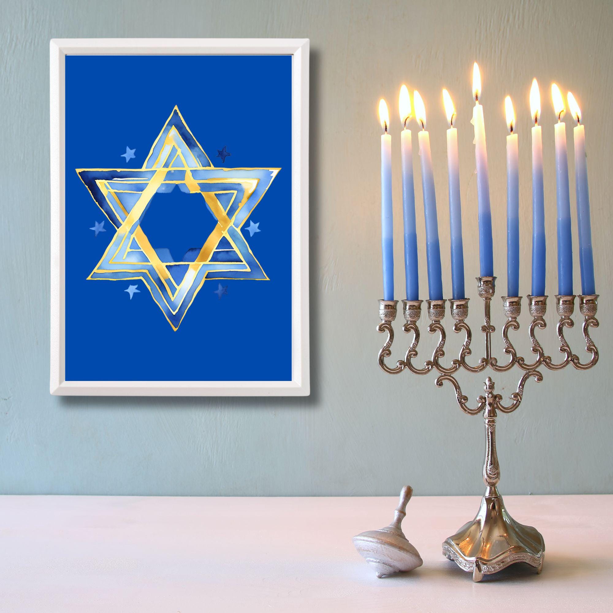 Star of David Watercolor Art: Jewish Home Decor, Judaica Wall Art ...