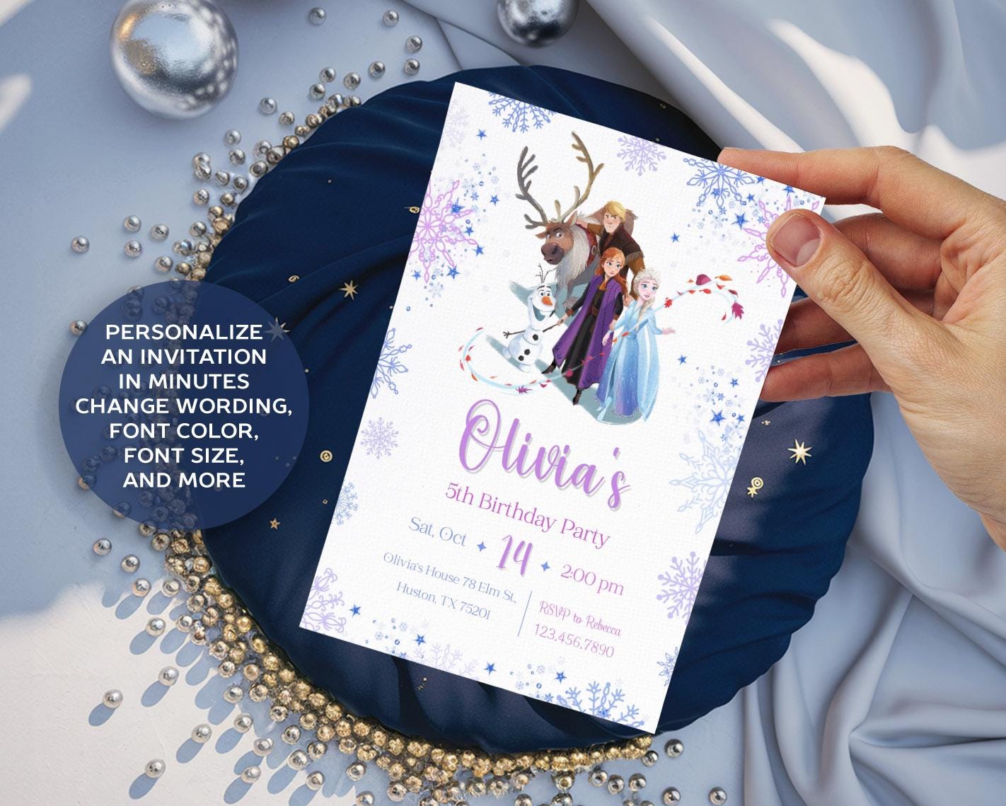 Princess Elsa Invite, Frozen Anna Invite Template, Girl Birthday ...