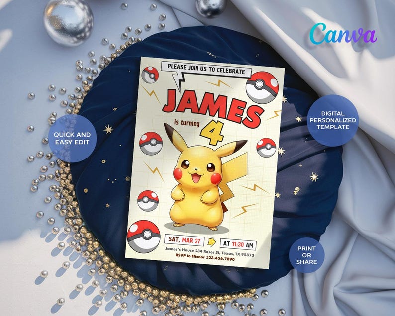 Printable Birthday Invitation, B-day Invite, Editable Invitation, Anime ...