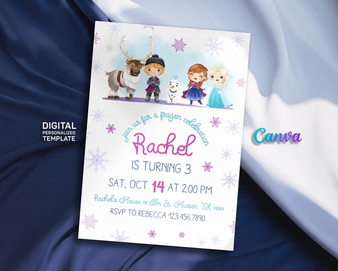 Princess Elsa Invite, Frozen Anna Invite Template, Girl Birthday ...