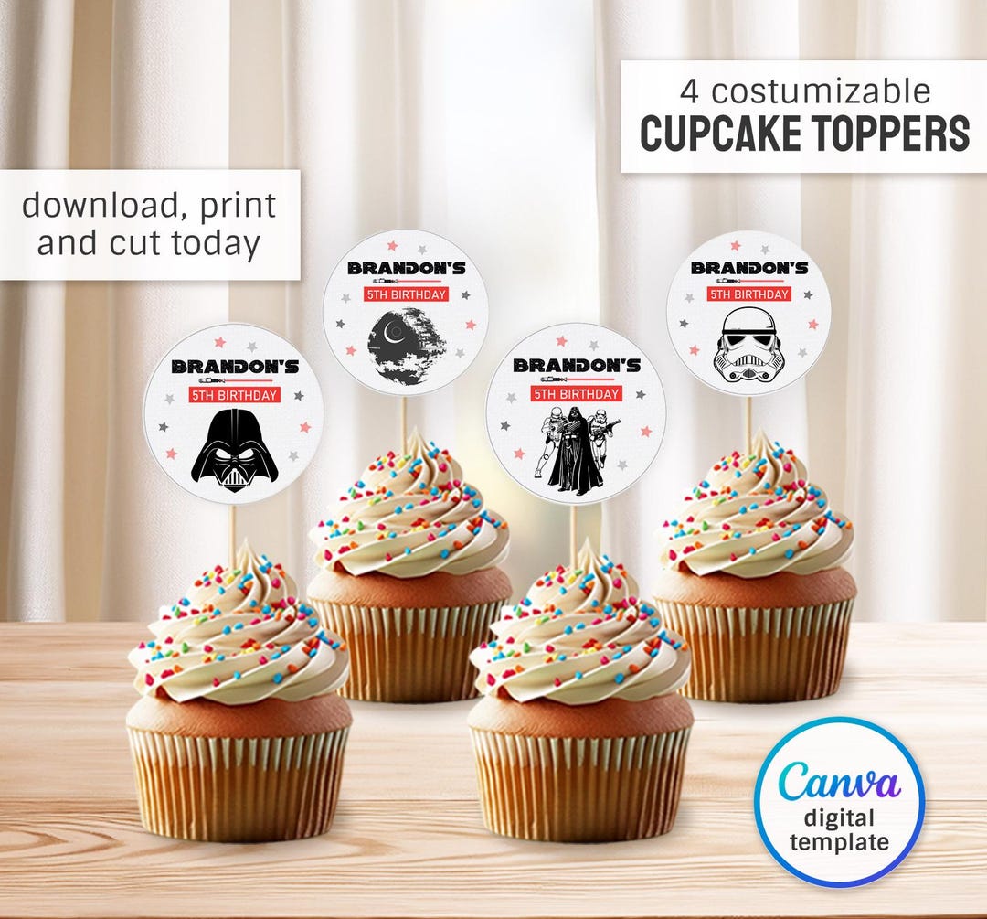 Star Wars Printable Cupcake Toppers, Birthday Cake Decor, Party ...