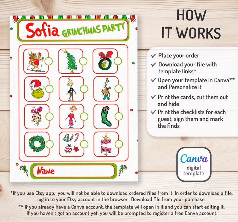 Merry Grinchmas Scavenger Hunt, Printable Grinch Birthday Party Game ...