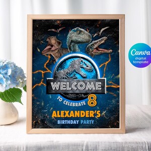 Dinosaur Welcome Sign Template, Printable Birthday Party Jurassic ...