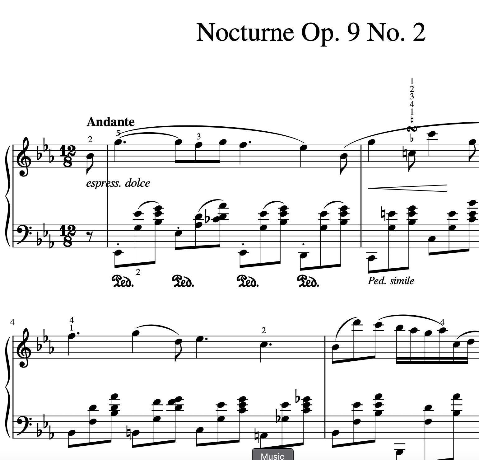 Nocturne Op. 9 No. 2 - Chopin - Piano Sheet Music (instant Digital ...
