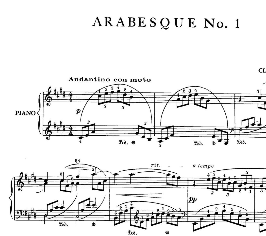 Arabesque No. 1 and Arabesque No. 2 - Debussy - Piano Sheet Music ...