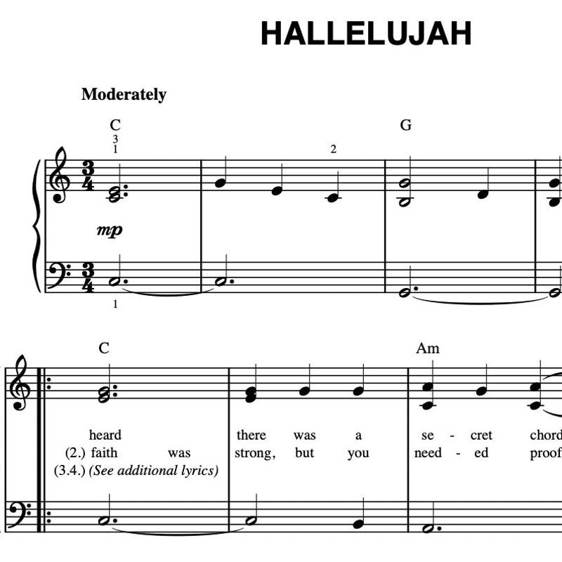 Hallelujah Easy Piano - Etsy